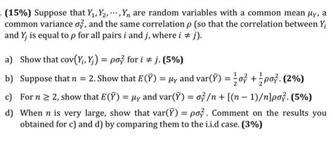 solved 15 suppose that y1 y2 ⋯ yn are random variables