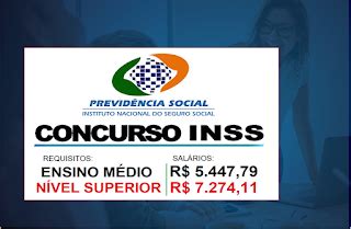 Concurso Inss Deve Ser Autorizado At Abril De Para N Veis M Dio E