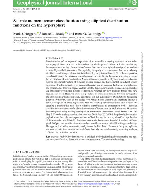 pdf seismic moment tensor classification using elliptical distribution functions on the