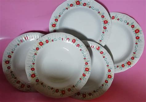 5x Talerz WŁOCŁAWEK PORCELANA PRL zestaw głęboki obiadowy Warszawa