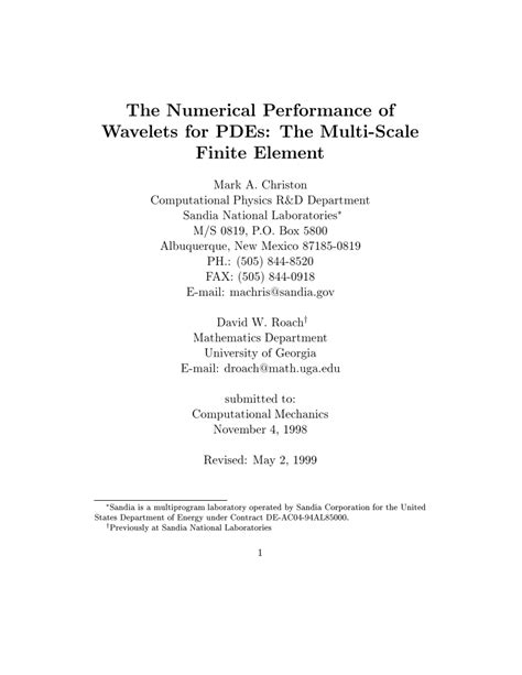 pdf the numerical performance of wavelets for pdes the multi scale finite element