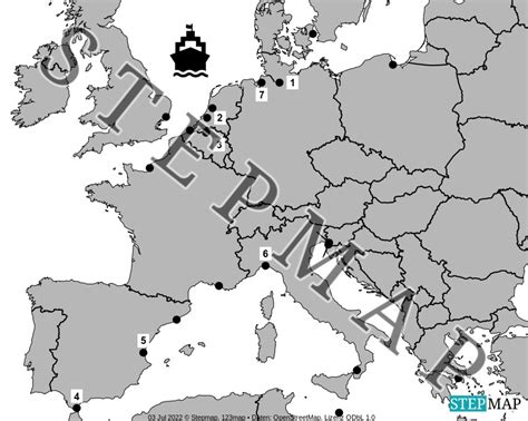 StepMap Klausur Containerhäfen Europa Aufgabe Landkarte für Europa