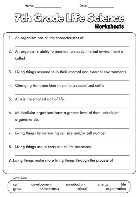 18 7th Grade Science Cells Worksheets 7th Grade Science Science
