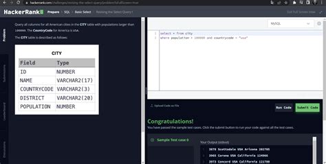 Hackerrank Revising The Select Query I