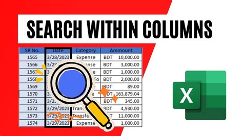 How To Search Within A Specific Column In Excel YouTube