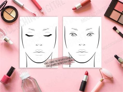 Face Chart For Makeup Practice Open And Closed Eyes Beginner Makeup