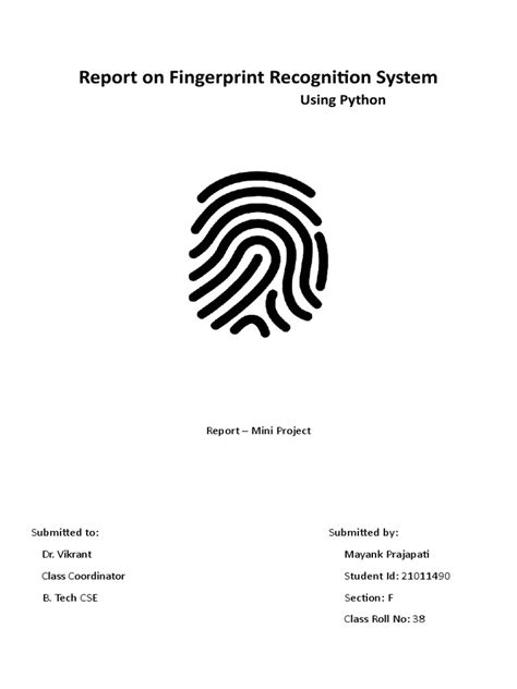 report on fingerprint recognition system pdf biometrics fingerprint
