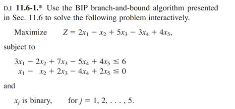 solved use the bip branch and bound algorithm presented in