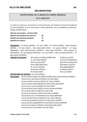 Calaméo Pv Conseil municipal de Melesse 31 Mars 2021