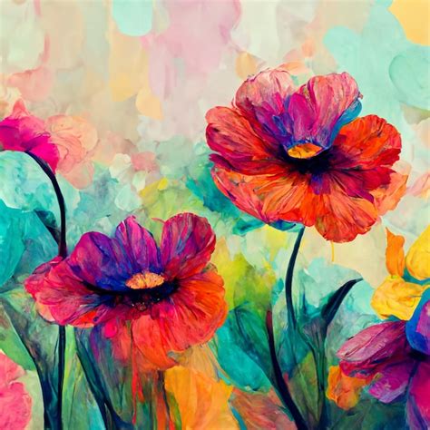 Pintura De Flores De Acuarela Foto Premium