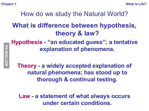Difference Between Hypothesis Theory And Law Worksheet