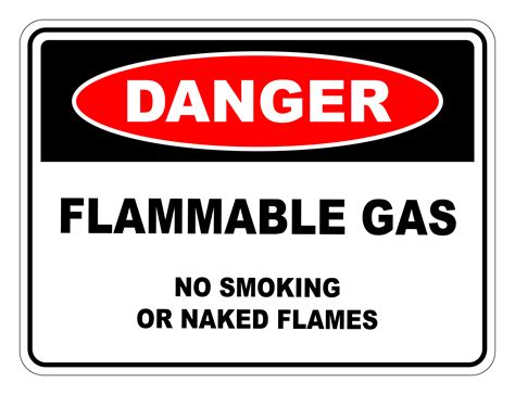 Flammable Gas No Smoking Or Naked Flames Danger Safety Sign The