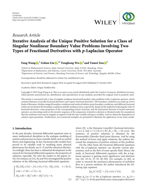 pdf iterative analysis of the unique positive solution for a class of singular nonlinear