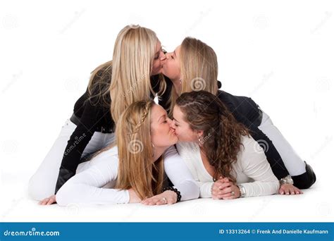 Girls Kissing Stock Photo Image Of Copy Studio Portrait