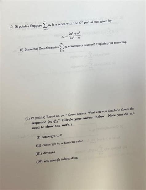 solved 19 6 points suppose ∑k 1∞ak is a series with the