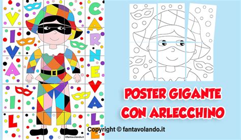 Attività per Carnevale poster gigante con Arlecchino Fantavolando