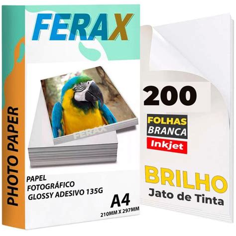 200 Folhas Papel Foto Glossy Adesivo À Prova D água A4 135g FERAX