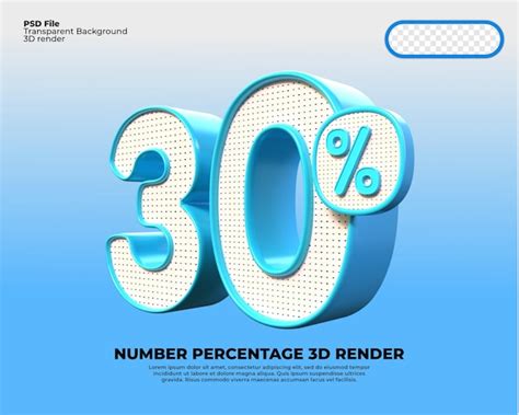 Número 3d 30 de desconto render png cor azul PSD Premium