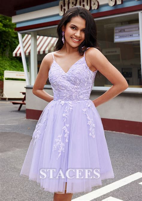 Stunning Appliqued Short Tulle A Line Homecoming Dress S7076H