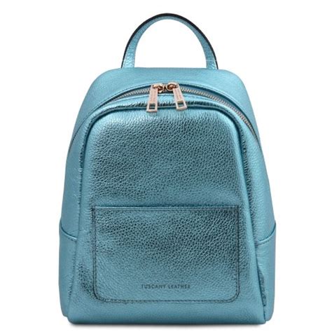 TL Bag Zaino Piccolo Da Donna In Pelle Celeste TL142042