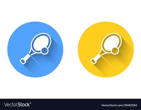 White Tennis Racket With Ball Icon Isolated Vector Image