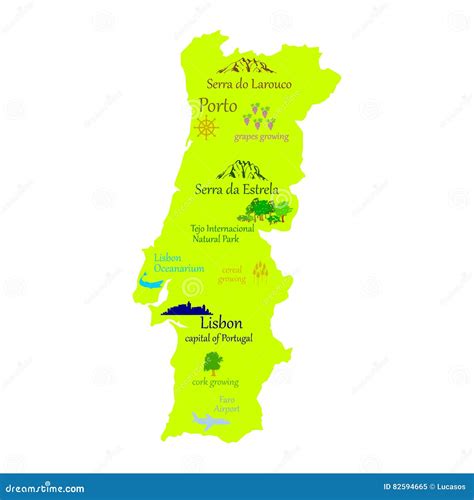 Map Of Portugal Vector Illustration Stock Vector Illustration Of