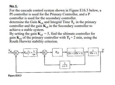 solved no 1 for the cascade control system shown in figure