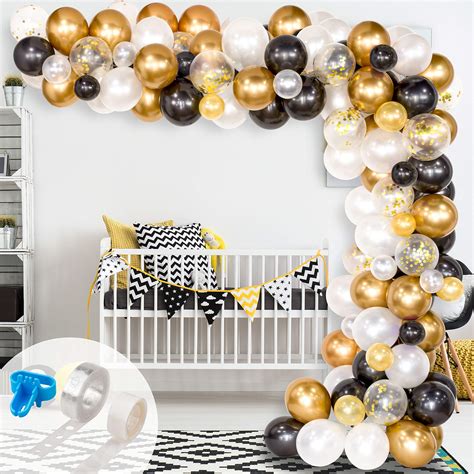 Buy WhalineBlack And Gold Balloons Garland Arch Kit 120Pcs Confetti