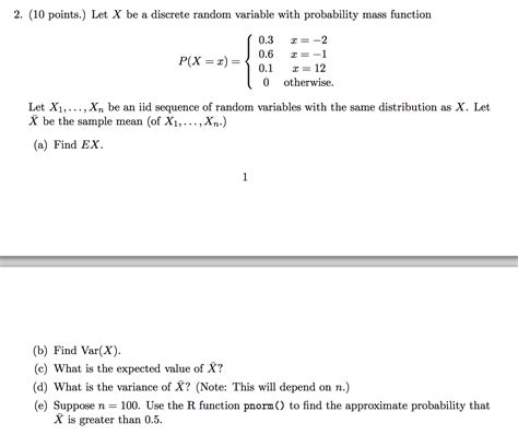 solved 2 10 points let x be a discrete random variable
