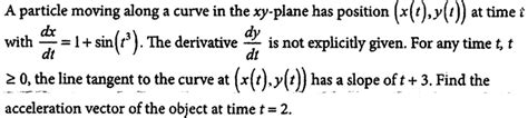 a particle moving along a curve in the xy plane has p… solvedlib