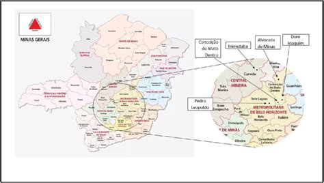 Mapa de regiões de Minas Gerais Fonte Adaptado de Governo de Minas