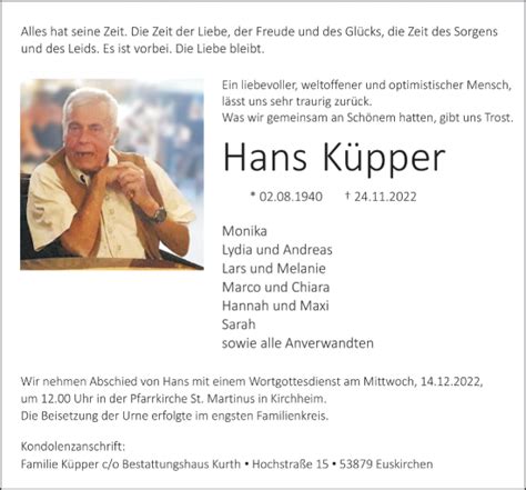 Traueranzeigen von Hans Küpper WirTrauern