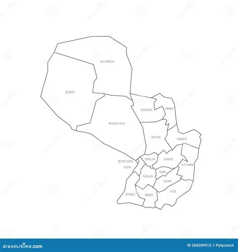 Paraguay Political Map Of Administrative Divisions Vector Illustration