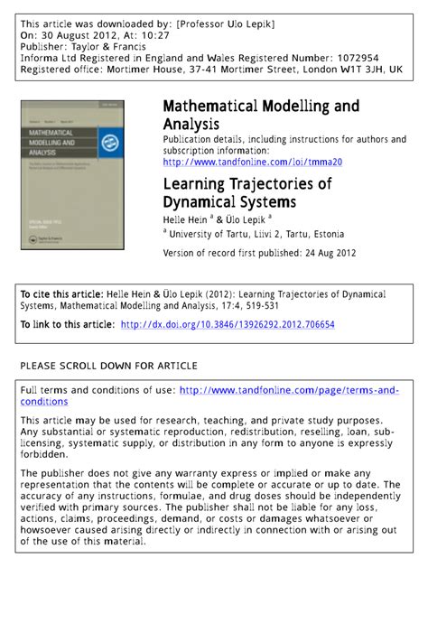 pdf learning trajectories of dynamical systems