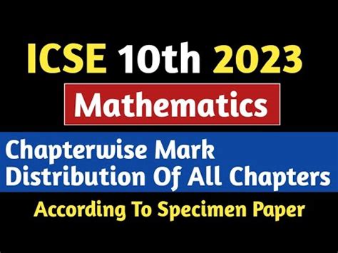 ICSE Class 10 Maths Blueprint 2022 23 ICSE Class 10 Maths Mark