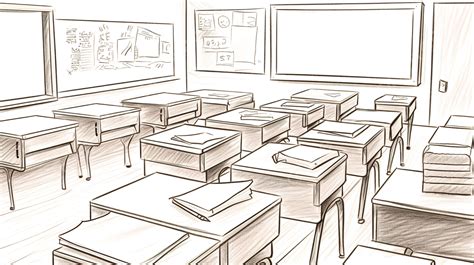 Gambar Lukisan Pensil Meja Di Dalam Kelas Gambar Lukisan Bilik Darjah