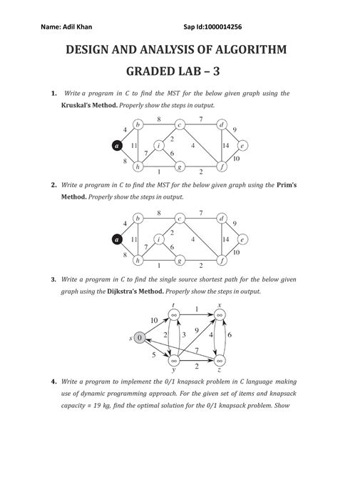 graded lab 3 a name adil khan sap id design and analysis of algorithm graded lab 3 write