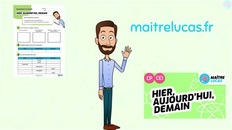 Hier aujourd hui et demain se repérer pour CP CE1 Maître Lucas
