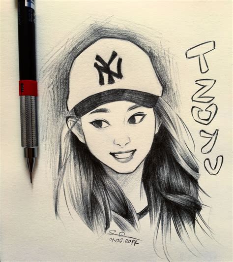 Tzuyu Twice Sketch Fanart Kpop Drawings Hipster Drawings Fan Art
