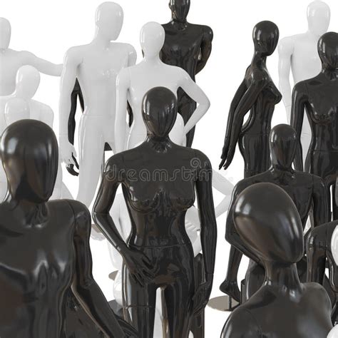 A Black Female Faceless Mannequin Stands Cross Legged Against A Yellow