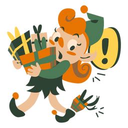 Diseño PNG Y SVG De Lindo Duende Navideño Llevando Cajas Para Camisetas