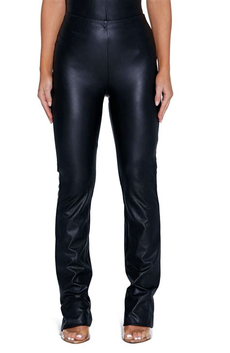 Naked Wardrobe Bootcut Faux Leather Pants In Blue Lyst