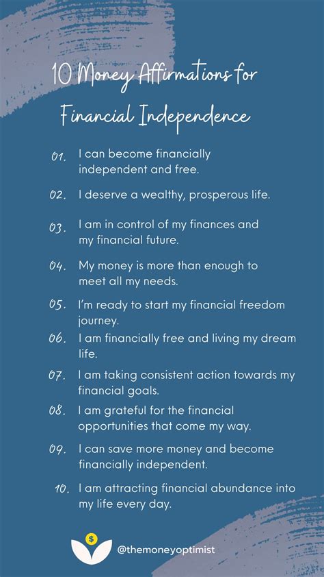 100 Powerful Money Affirmations For Financial Freedom Money Optimist
