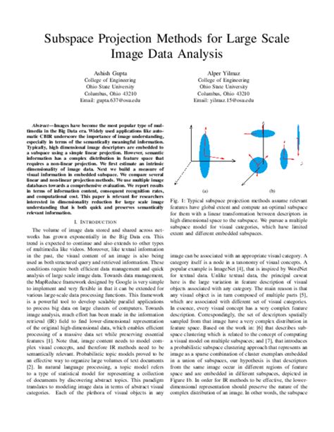 pdf subspace projection methods for large scale image data analysis ashish gupta
