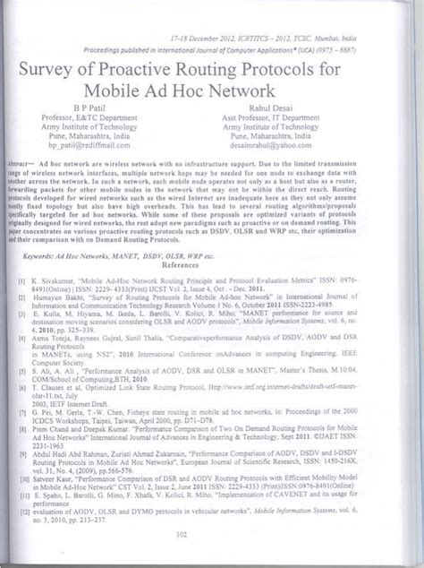 pdf survey of proactive routing protocols for mobile ad hoc network