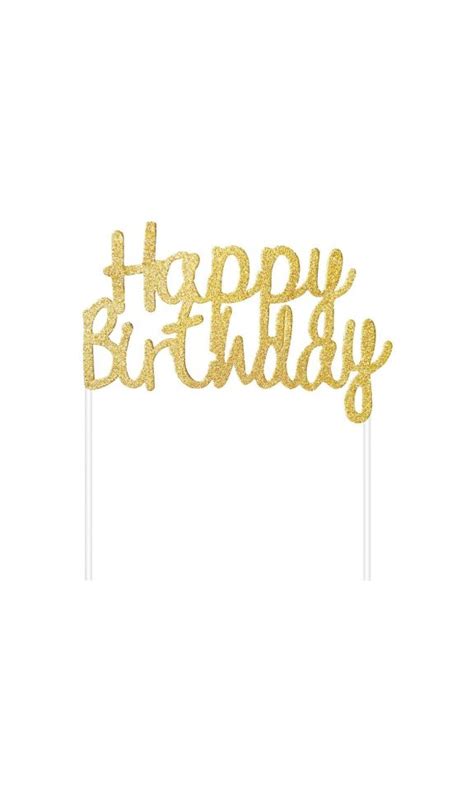 Topper na tort Happy Birthday złoty brokatowy Janachowska pl