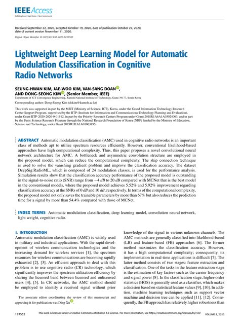 pdf lightweight deep learning model for automatic modulation classification in cognitive radio