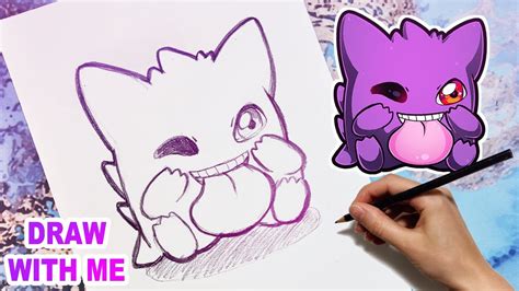 How To Draw Gengar Pencil Easy Step By Step Art Lesson Youtube