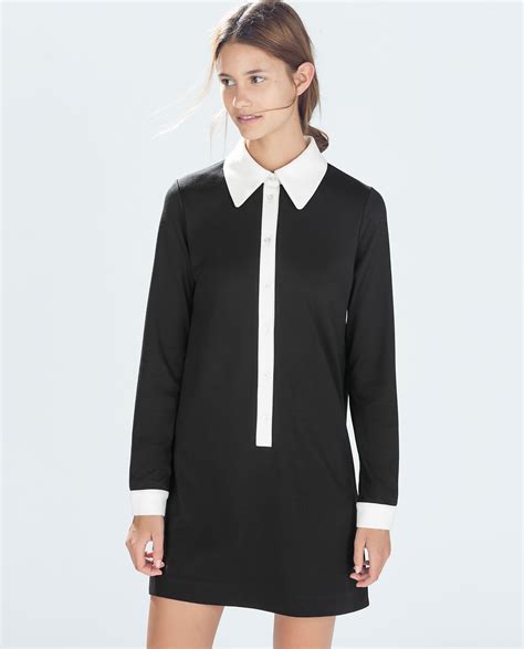 Image 2 Of DRESS WITH CONTRASTING COLLAR From Zara Contrast Collar