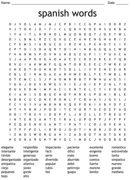 Word Search Printable In Spanish Word Search Printable